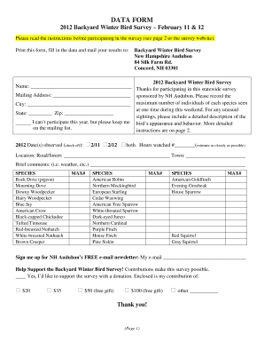 Fillable Online DATA FORM - New Hampshire Bird Records Fax Email Print ...