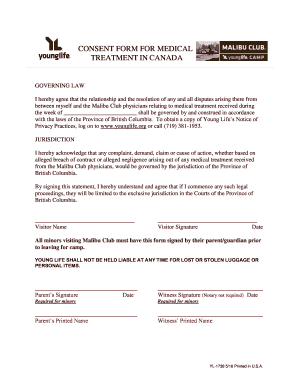 Fillable Online consent form for medical treatment in canada ...