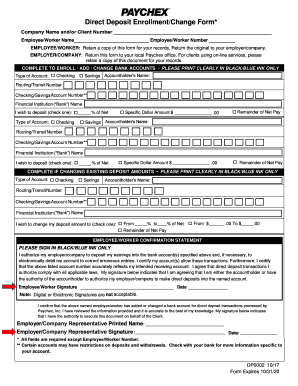 Fillable Online Direct Deposit Enrollment/Change Form* Fax Email Print ...