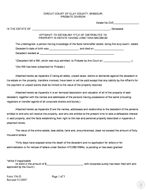 Fillable Online AFFIDAVIT TO ESTABLISH TITLE OF DISTRIBUTEE TO Fax ...