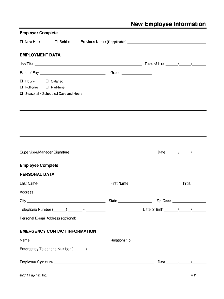 New Employee Form 2023 Printable Forms Free Online