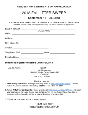 Fillable Online Litter Sweep Cleanup Procedures - ncdot Fax Email Print ...