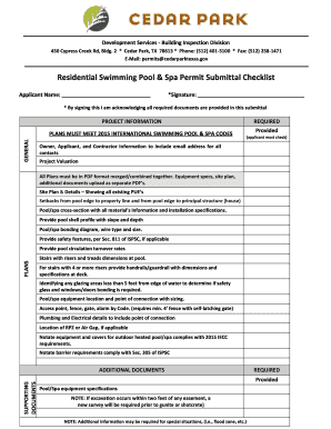 Fillable Online Residential Swimming Pool & Spa Permit Submittal Checklist Fax Email Print ...