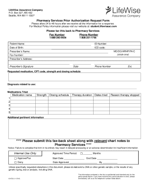 Fillable Online Pharmacy Services - LifeWise Assurance Company Fax ...