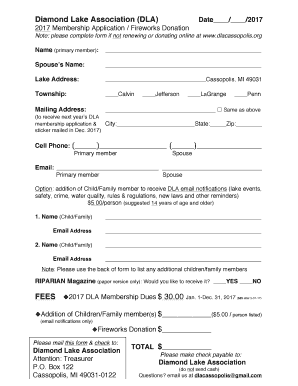 Fillable Online Form - DLA Membership Application & Fireworks Fax Email ...