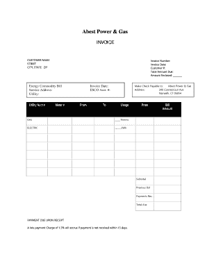Fillable Online Abest Power & Gas INVOICE Fax Email Print - pdfFiller
