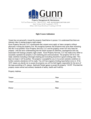 Fillable Online Sight Unseen Ad - Gunn Property Services Fax Email ...
