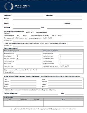 Fillable Online Optimum Registration Form - Optimum Recruitment Fax ...