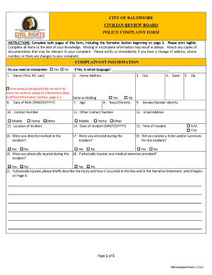 Fillable Online CRB Complaint Form.pdf Fax Email Print - pdfFiller