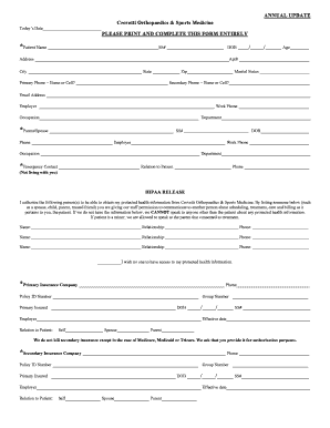 Fillable Online NEW ANNUAL UPDATE FORMS.doc Fax Email Print - pdfFiller