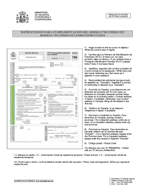 Fillable Online INSTRUCCIONES PARA CUMPLIMENTACION DEL MODELO 790 CDIGO ...