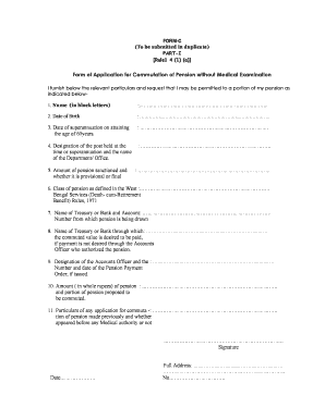 Fillable Online FORM -C PART-I FORMS OF APPLICATION FOR COMMUTATION OF ...