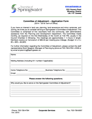 Fillable Online Committee of Adjustment Application Form Fax Email Print - pdfFiller