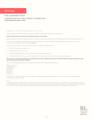Fillable Online Full surrender form Fax Email Print - pdfFiller