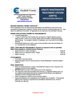 Fillable Online ONSITE WASTEWATER TREATMENT SYSTEM (OWTS) Fax Email ...