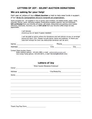 Silent Auction Donation Request Letter Template | pdfFiller