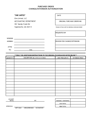 Fillable Online PO Change Form-One United - crewforms.com Fax Email ...