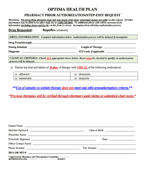 Fillable Online (CNS) Stimulants - Optima Health Fax Email Print - pdfFiller