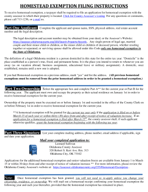 Fillable Online HOMESTEAD FILING INSTRUCTIONS Fax Email Print - pdfFiller