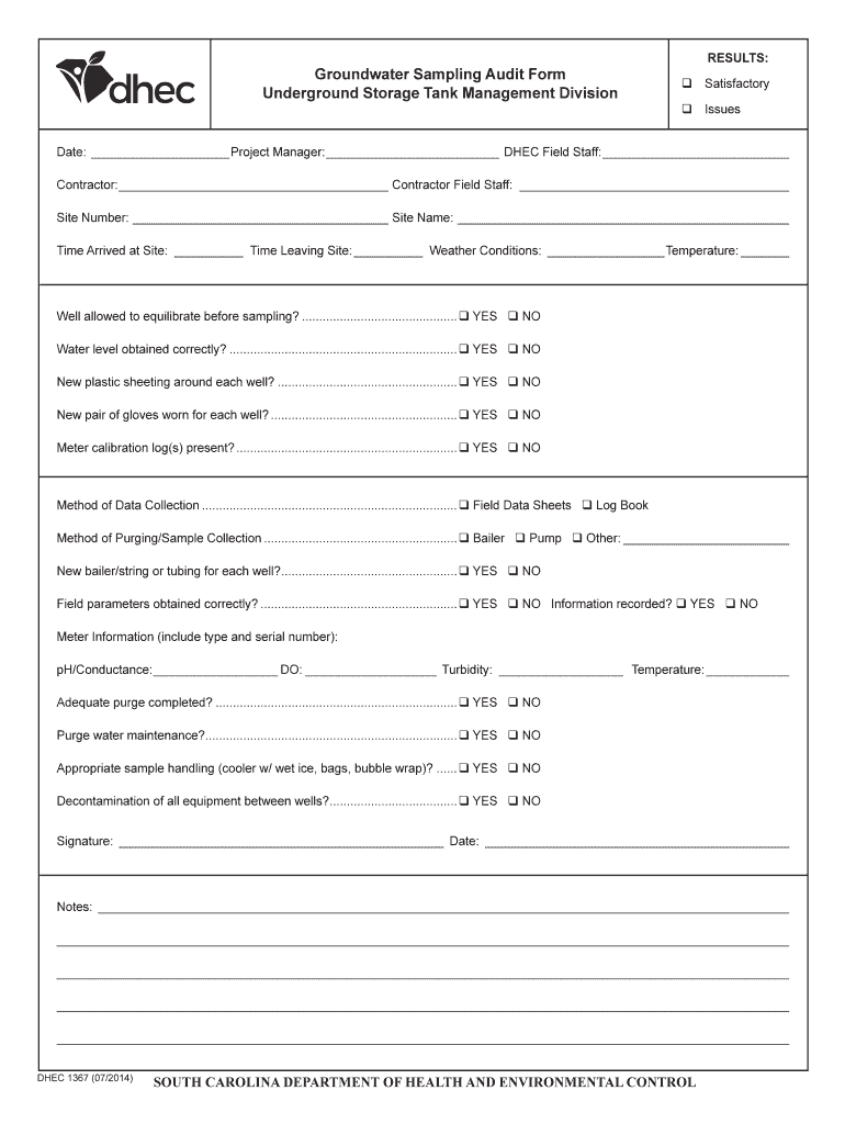Fillable Online Groundwater Sampling Audit Form (pdf) Fax Email Print ...
