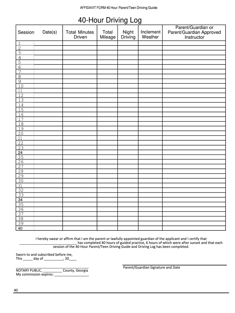 40 Hour Driving Log Filled Out Fill Online Printable Fillable Blank PdfFiller