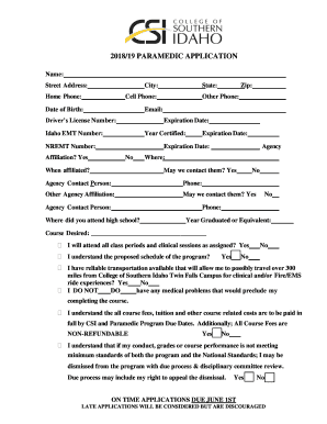 Fillable Online hshs csi Paramedic Application Form 2013.doc Fax Email ...