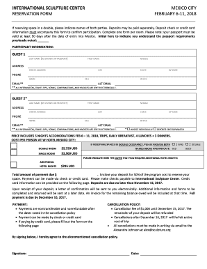 Fillable Online CCT Reservation Form - International Sculpture Center ...