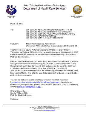 Fillable Online ALL COUNTY WELFARE DIRECTORS Letter No Fax Email Print ...