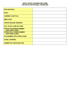 Fillable Online NWCG New Traveler Information Form. NWCG New Traveler ...
