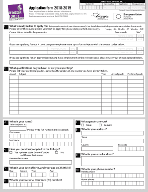 Fillable Online Application form 2018- 2019 Fax Email Print - pdfFiller