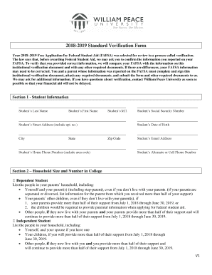 Fillable Online 2018-2019 Standard Verification Form Fax Email Print ...