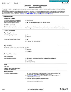 Fillable Online Cannabis Licence Application. L300 E Fax Email Print ...