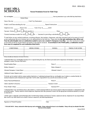 Fillable Online fmhs fortmillschools Field Trip Permission Form - Fort Mill High School - Fort ...