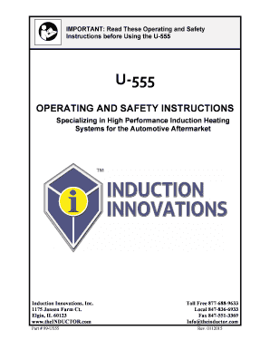 Fillable Online U-555 Instruction Manual rev11-15 - Induction ...