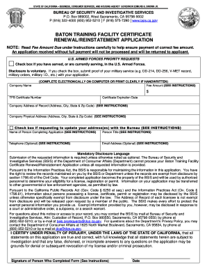 Fillable Online BATON TRAINING FACILITY CERTIFICATE Fax Email Print ...