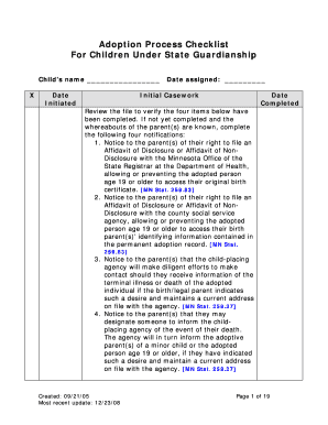 Fillable Online Adoption Process Checklist 020909.doc Fax Email Print ...