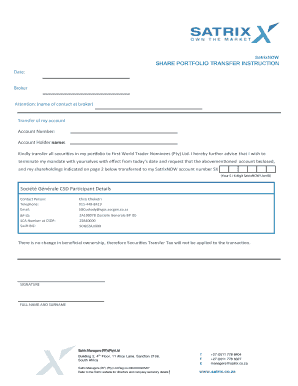 Fillable Online SHARE PORTFOLIO TRANSFER INSTRUCTION ... - SatrixNOW ...
