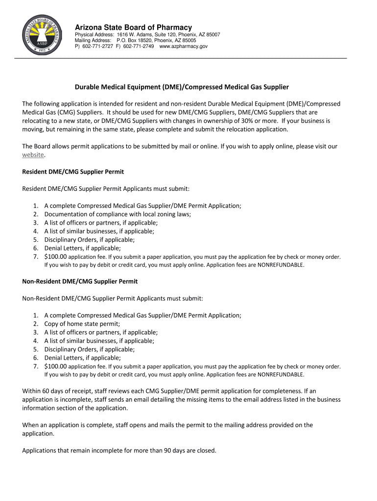 Fillable Online Durable Medical Equipment (DME)/Compressed Medical Gas ...