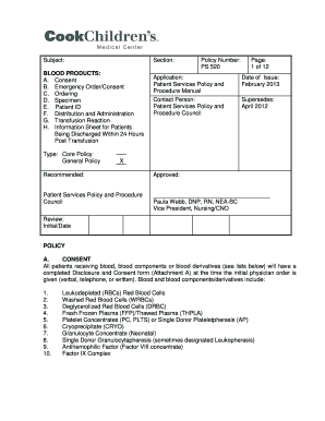 Fillable Online BLOOD PRODUCTS: Fax Email Print - pdfFiller