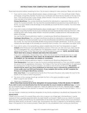 Fillable Online MetLife Critical Illness Insurance Change / Designation ...