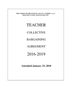 Fillable Online 2016-2019 TEACHER COLLECTIVE BARGAINING AGREEMENT Fax ...