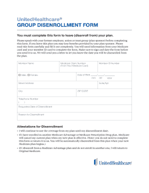 Fillable Online GROUP DISENROLLMENT FORM Fax Email Print - pdfFiller