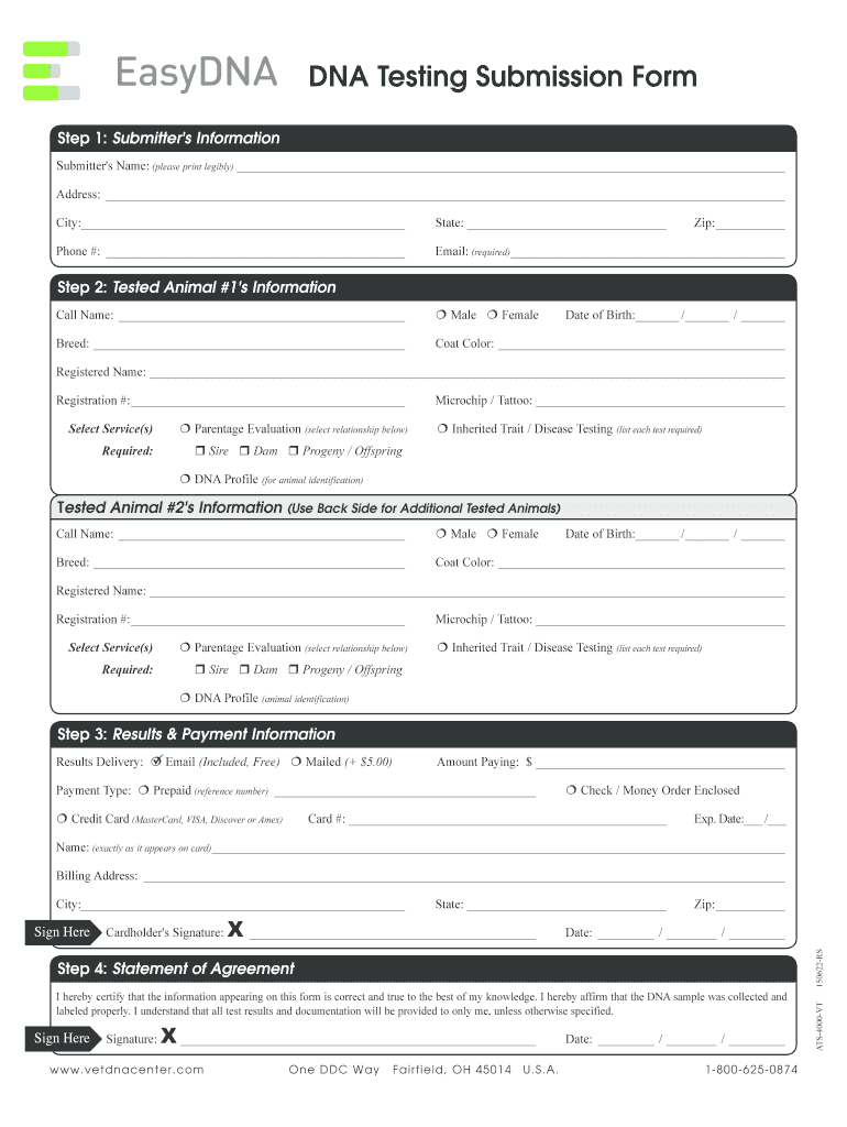 Fillable Online DNA Testing Submission Form - GTLDNA Fax Email Print ...