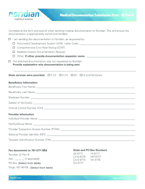 Fillable Online Medical Documentation Submission Form - Noridian Fax ...