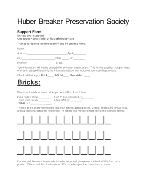 Fillable Online Order Form - Huber Breaker Preservation Society Fax ...
