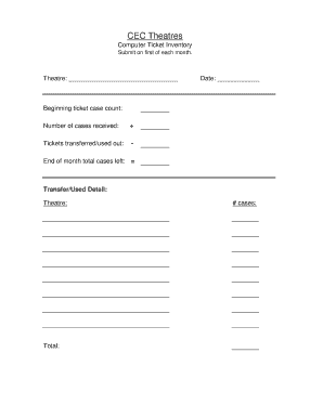 Fillable Online Computer Ticket Inventory - CEC Theatres Fax Email ...