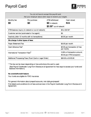 Fillable Online Payroll Card Short and Long Form Disclosure. Payroll ...