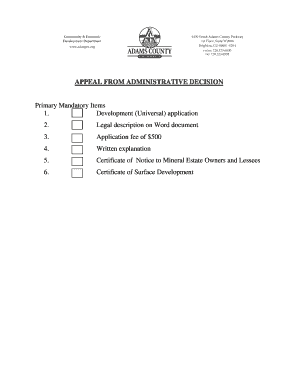 Fillable Online APPEAL FROM ADMINISTRATIVE DECISION Fax Email Print ...