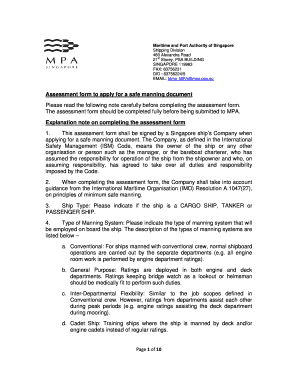 Fillable Online Assessment form to apply for a safe manning document ...