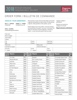 Fillable Online ORDER FORM / BULLETIN DE COMMANDE - Magazines Canada ...